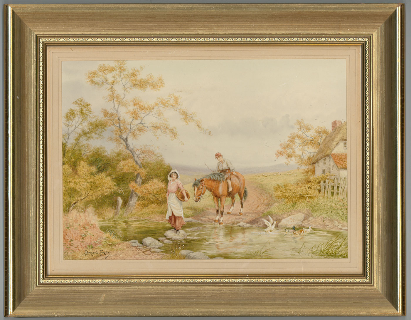 Bernard Foster - Signed 19th Century Watercolour, Travellers in a ...