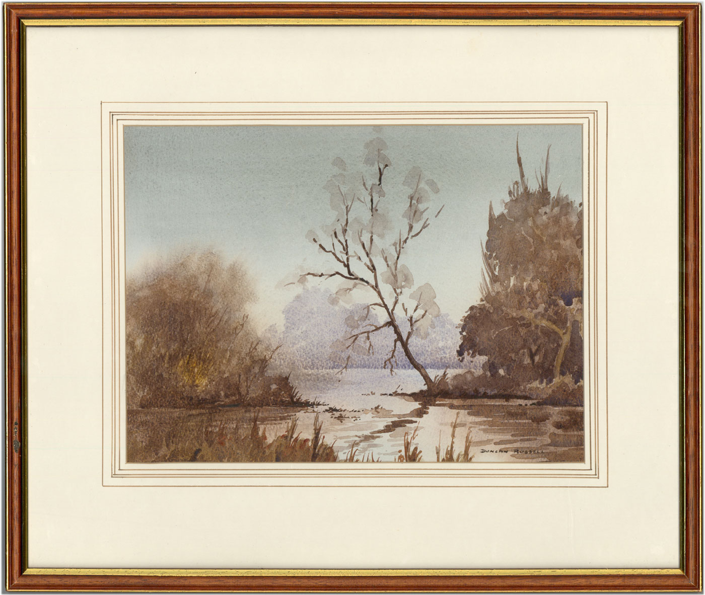 Duncan Russell - Signed and Framed Contemporary Watercolour, Autumnal ...