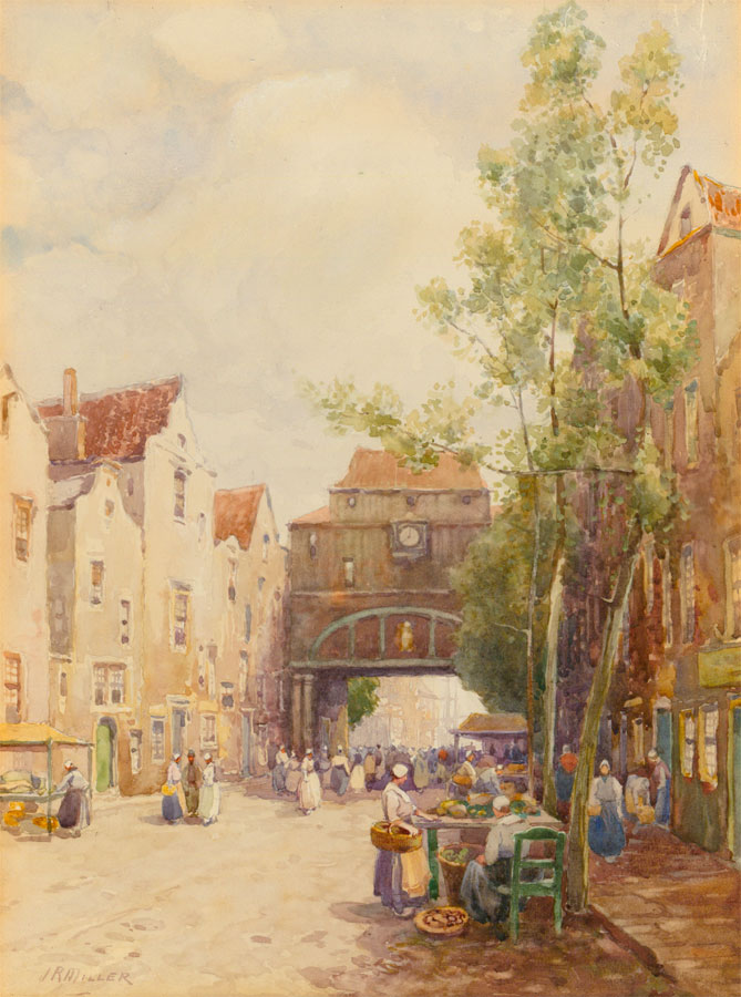 J.R. Miller (1880-1912) - Fine Signed Watercolour, Old Gateway ...