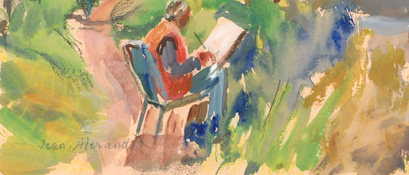 Jean Dryden Alexander (1911-1994) - Signed 1990 Gouache, Artist in ...