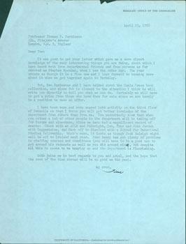 TLS James Hart to Thomas Parkinson, March 11, 1958. RE: Cuala Press ...