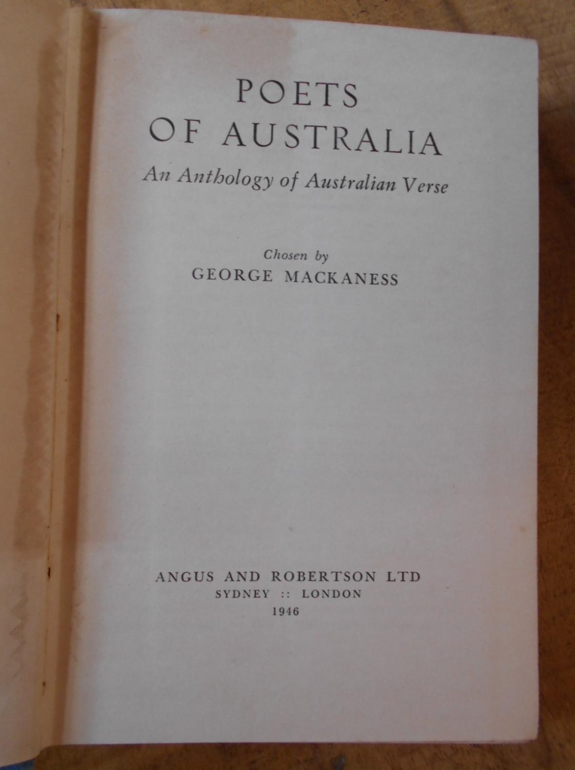 POETS OF AUSTRALIA: An Anthology of Australian Verse by ED: MACKANESS ...