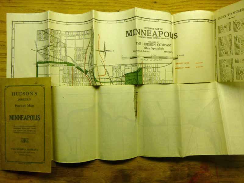 City Map of Minneapolis - Hudson Company - 1922 - two duplicate maps by ...