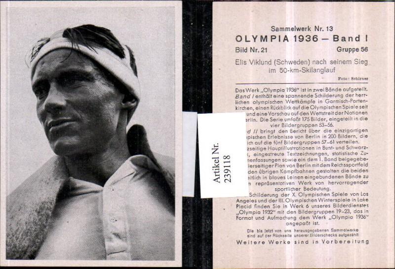 239118,Sammelbild Olympia 1936 Gruppe 56 Bild 21 Elis Viklund ... 239118,Sammelbild Olympia 1936 Gruppe 56 Bild 21 Elis Viklund ...