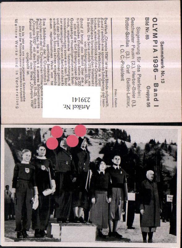 239141,Sammelbild Olympia 1936 Gruppe 56 Bild 85 Siegerehrung für das ... 239141,Sammelbild Olympia 1936 Gruppe 56 Bild 85 Siegerehrung für das ...