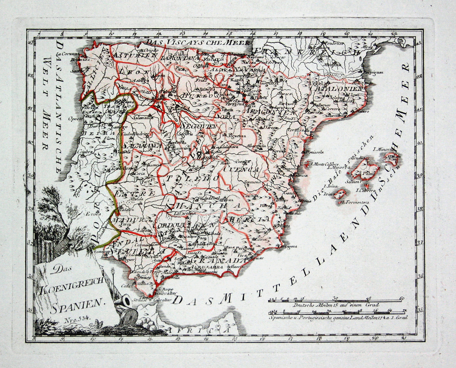 "Das Koenigreich Spanien" - Spanien Spain Portugal Madrid Granada map ...
