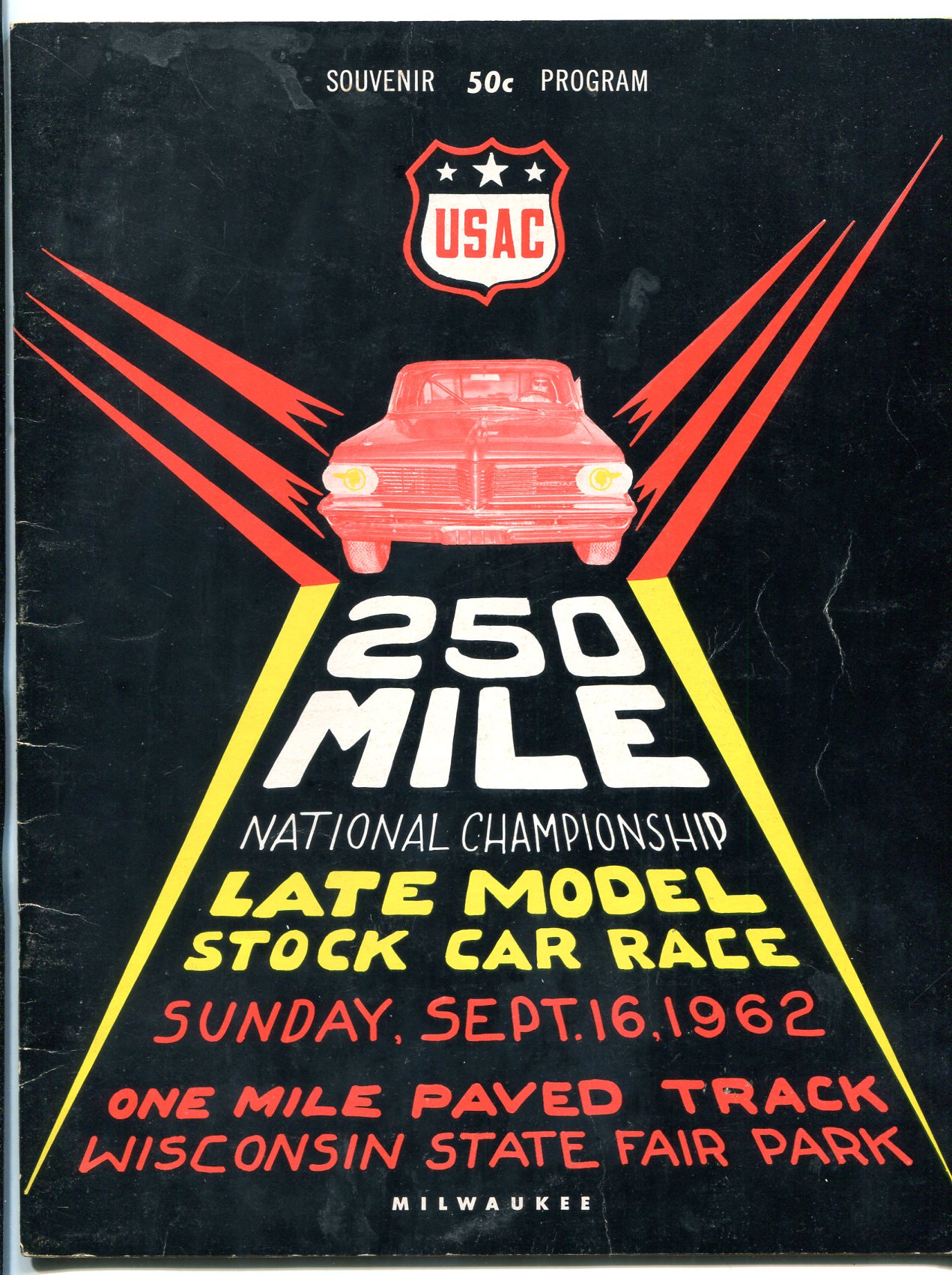 Wisconsin State Fair Park Speedway USAC Program September 16 1962 ...