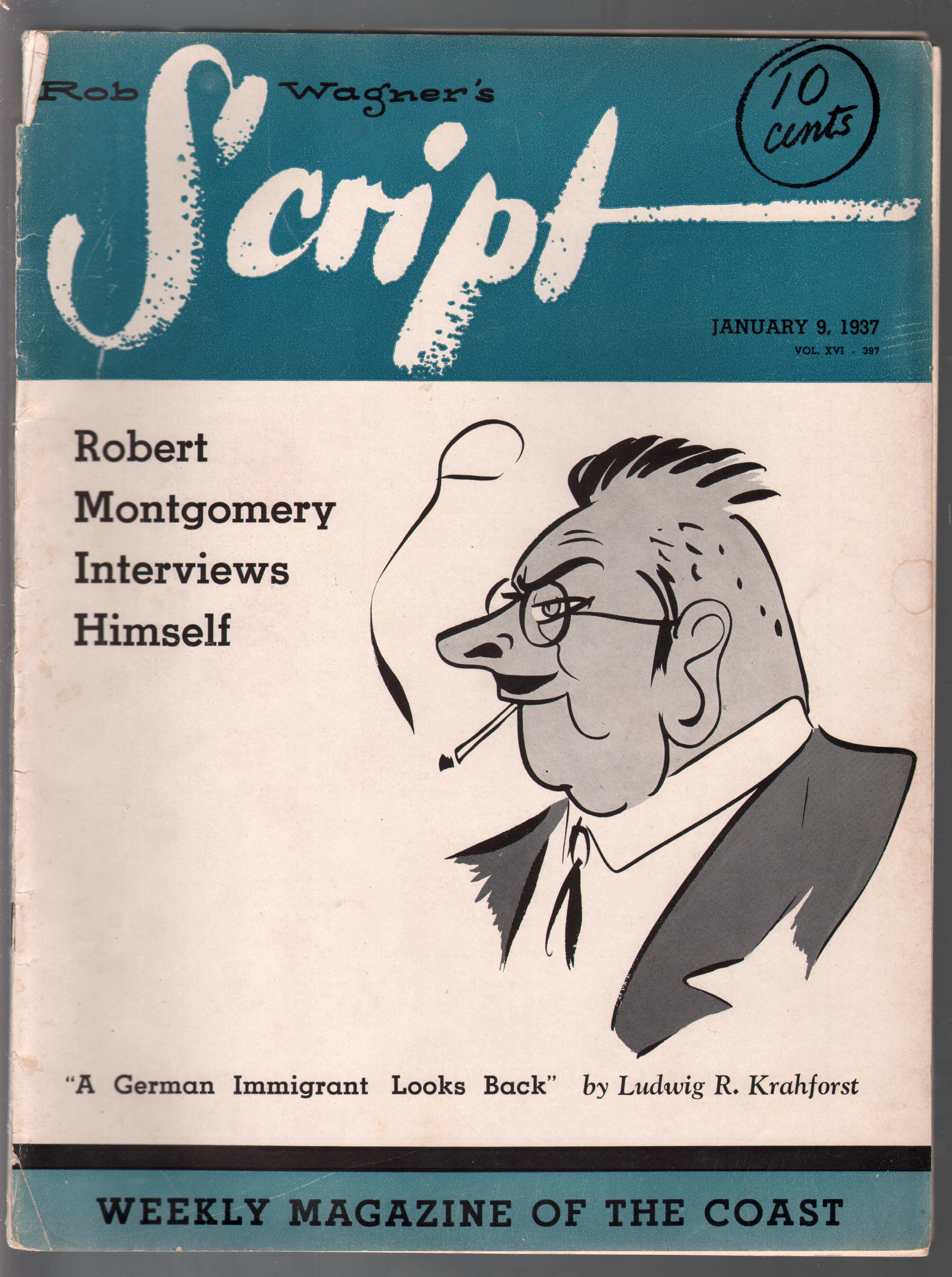 Script 1/9/1937-Wagner-Robert Montgomery-Beverly Hills-pre WWII issue ...