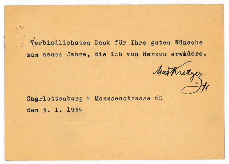 Ms. Postkarte mit eigenh. U. von Kretzer, Max, Schriftsteller (1854 ...