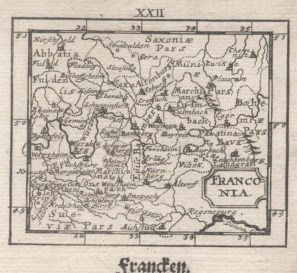 Kupferstich- Karte, von Joh. Ulrich Müller in Ulm, "Franconia". by Franken:: Map | Antiquariat ...