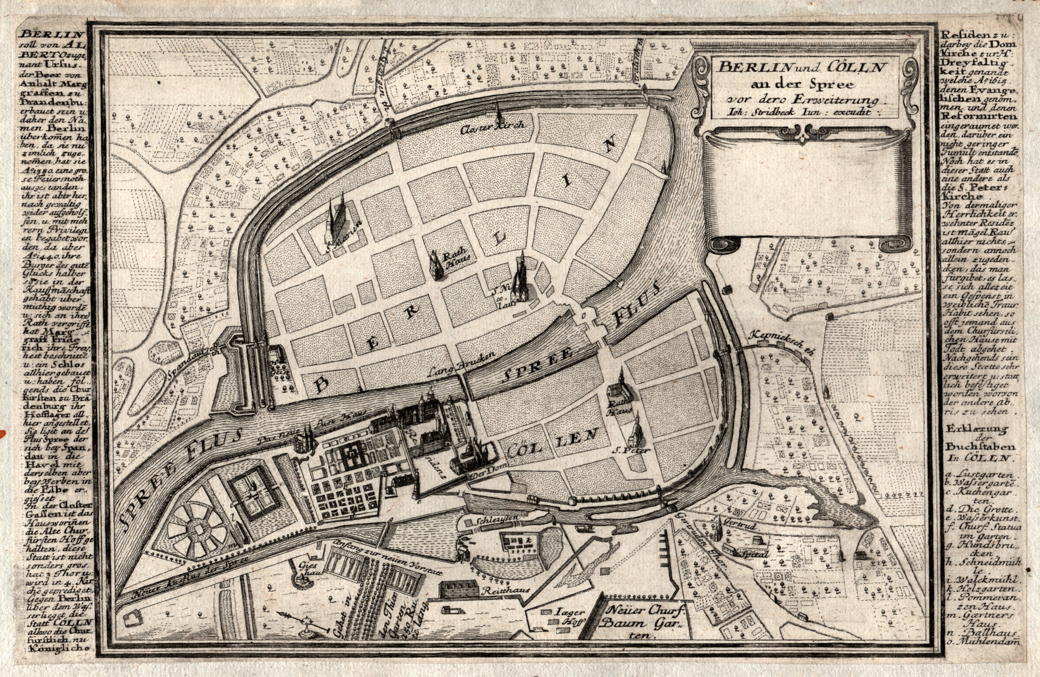 Berlin und Cölln an der Spree vor dero Erweiterung, links und rechts ...
