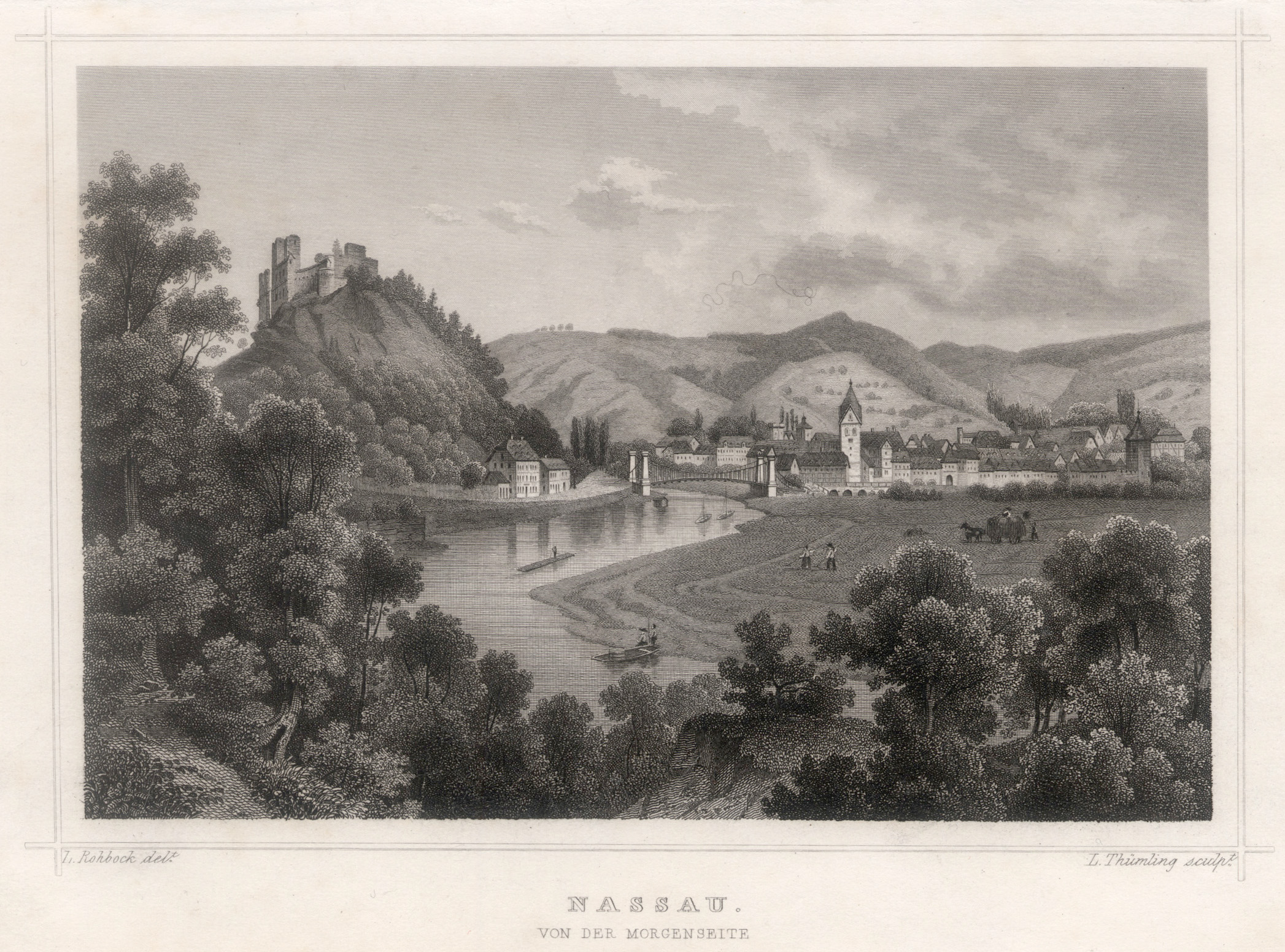 Gesamtansicht, " Nassau von der Morgenseite ". von Nassau:: Kunst ...