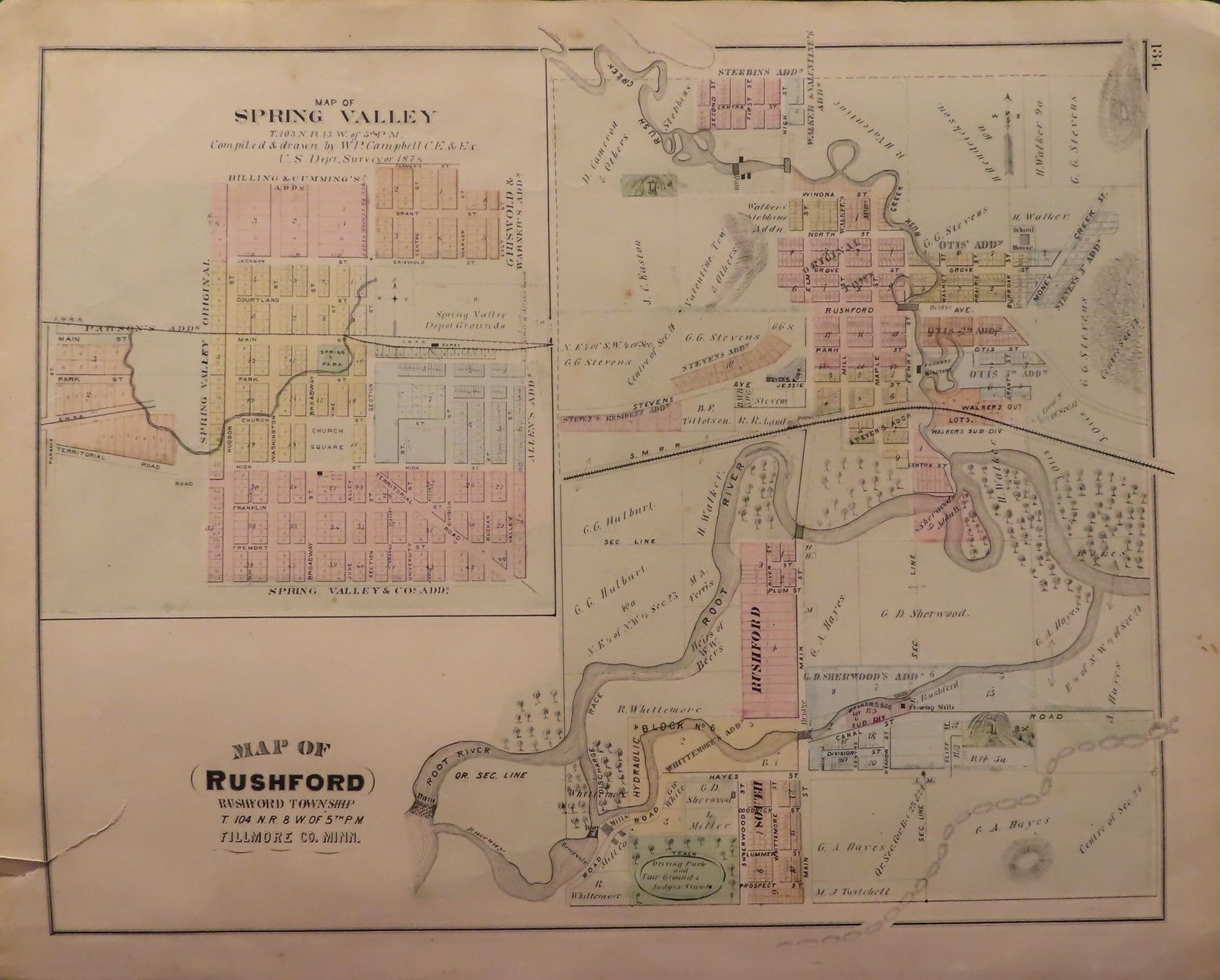 Map of McLeod and Sibley Counties 1874 par A.T. Andreas: Very Good ...