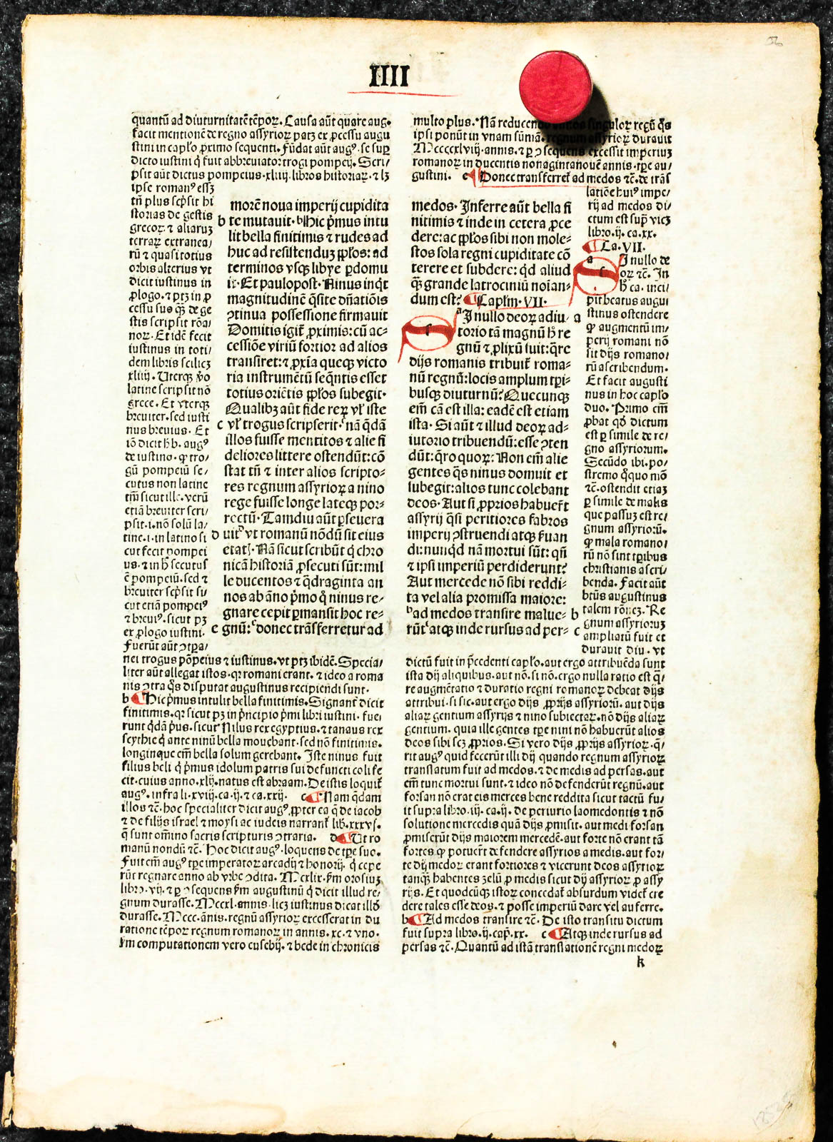 De Civitate Dei [single Leaf 1494 With Colored Initials- Incunable ...