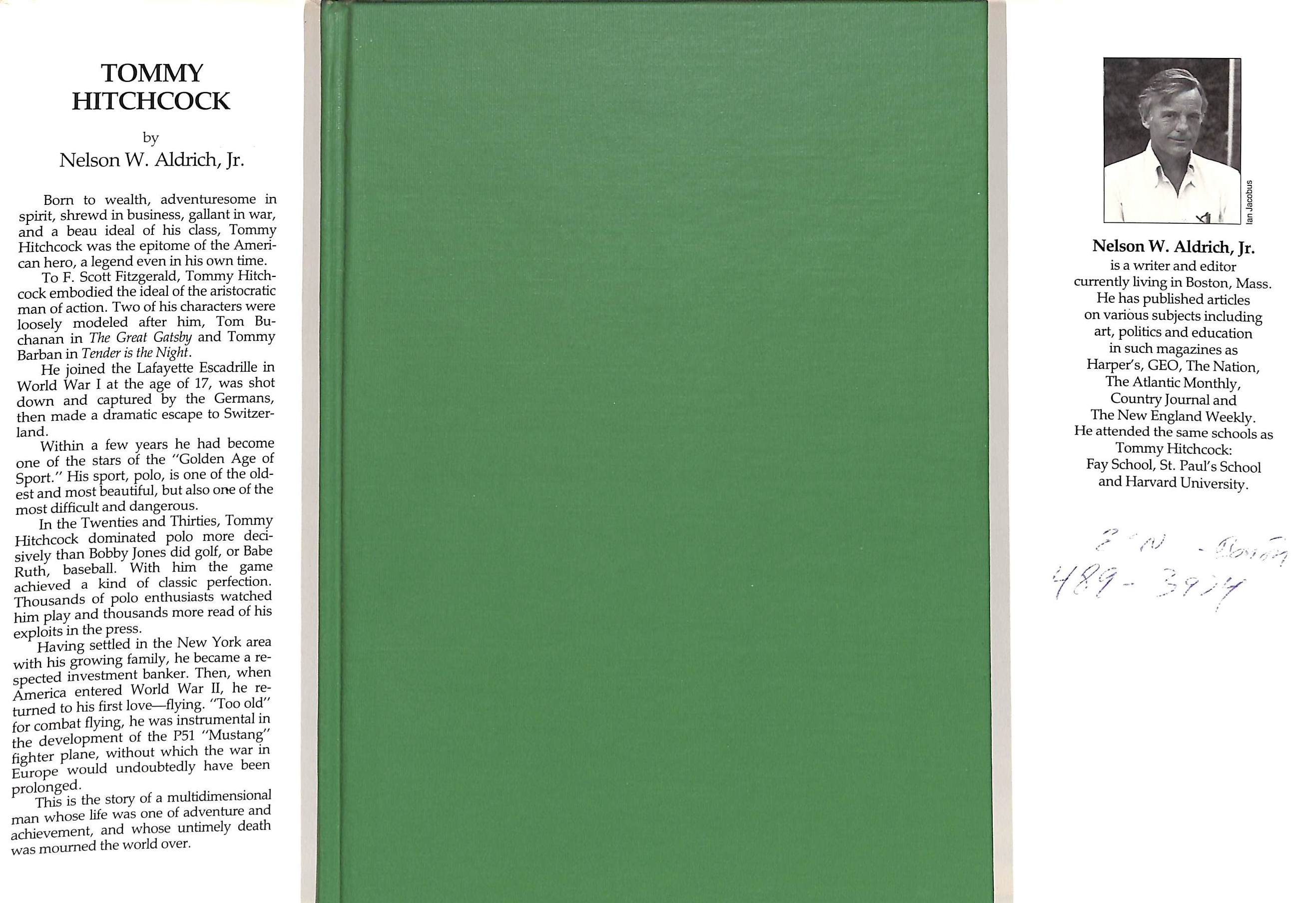 Tommy Hitchcock An American Hero by ALDRICH, Nelson W. Jr.: Very Good ...