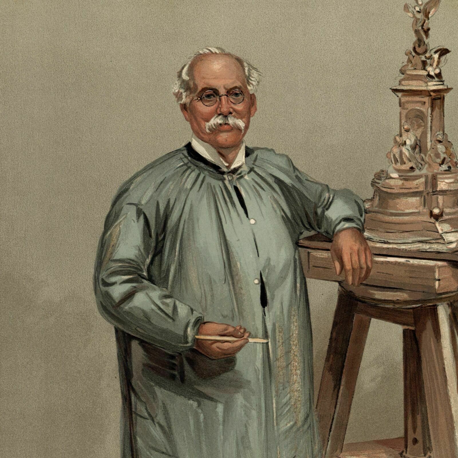 Thomas Brock artist to Queen 1905 old Spy color caricature portrait ...