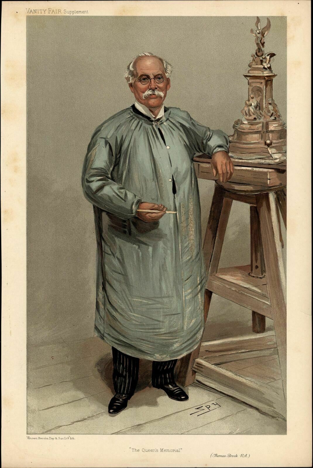 Thomas Brock artist to Queen 1905 old Spy color caricature portrait ...