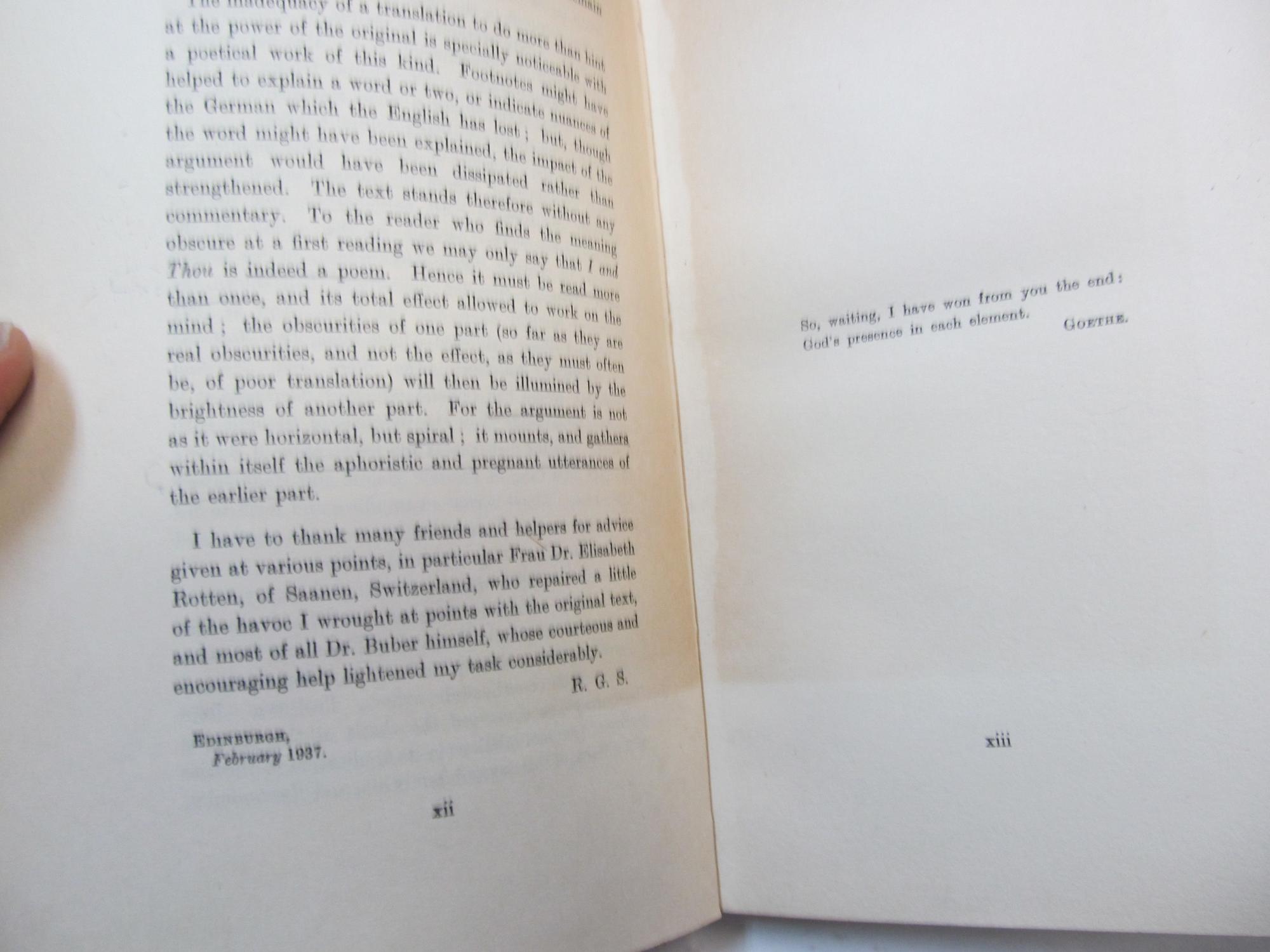 I and Thou by Martin Buber: Fair Soft cover (1937) 1st Edition | South ...