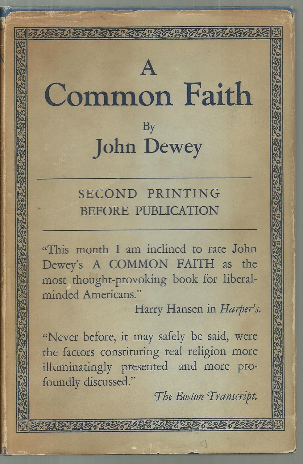 A Common Faith by John Dewey: Hardcover (1934) | Sabra Books