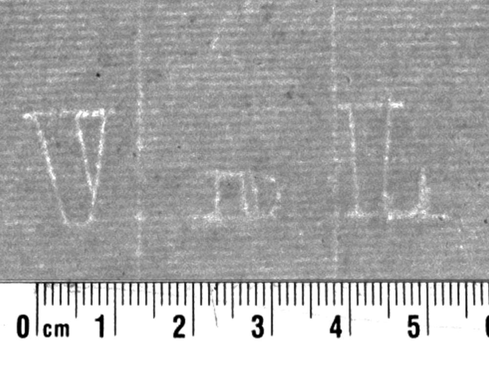 Blank folded sheet of laid paper with watermark Lion Concordia + VdL ...