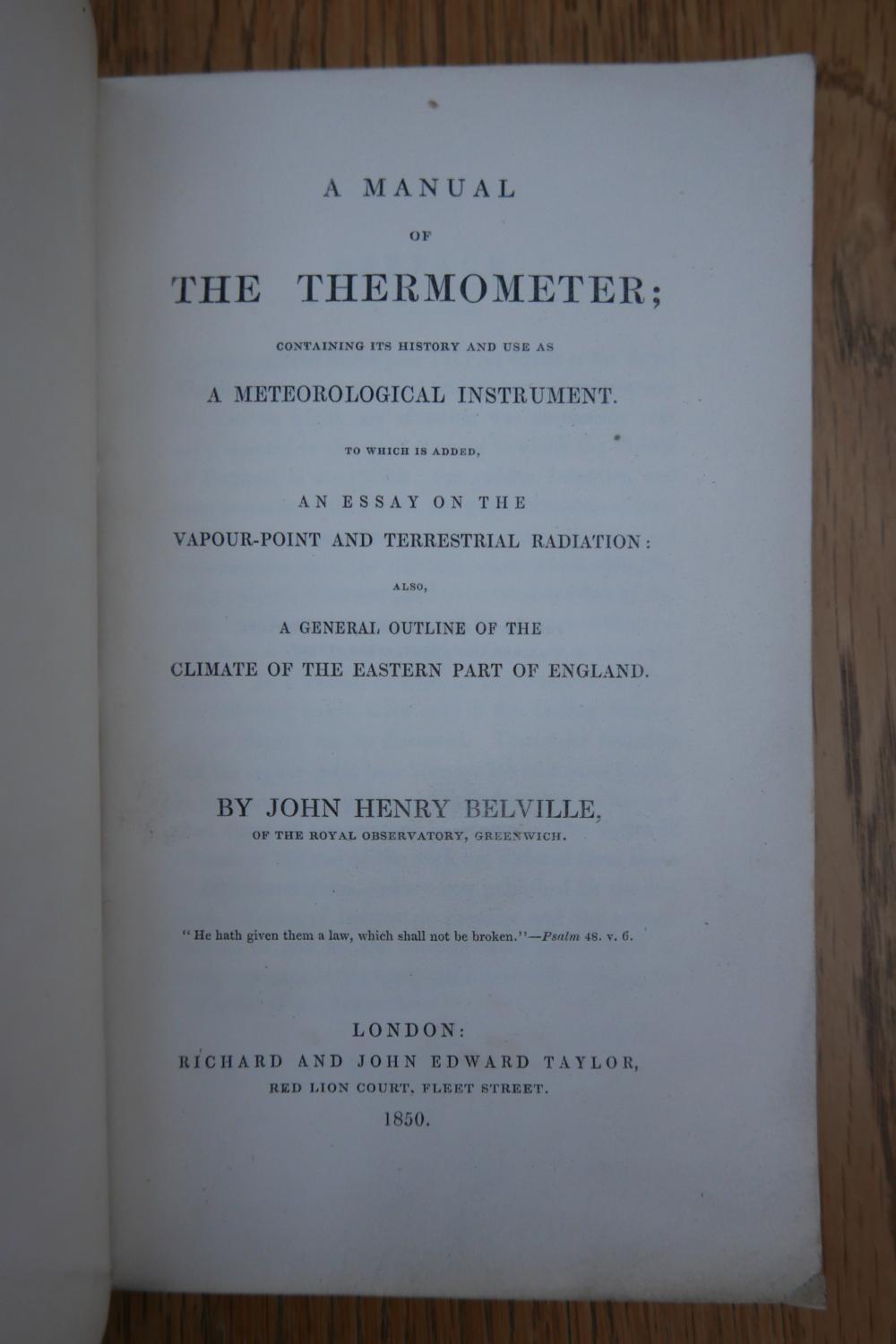 A Manual of The Thermometer; containing its History and Use as a ...