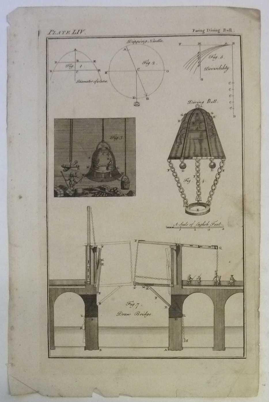 Diving Bell, Drawbridge, Illustrations & Diagrams, Copperplate ...