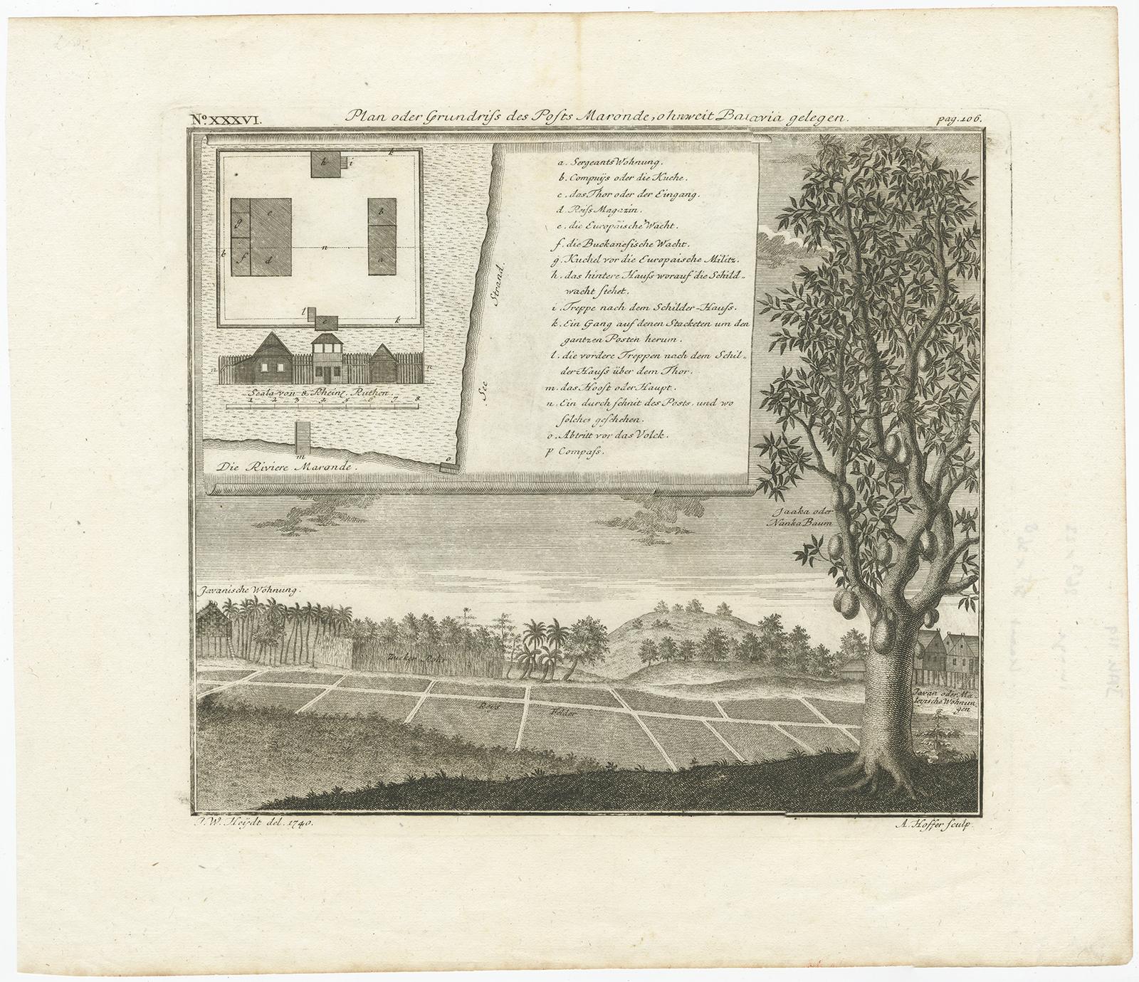 Antique Map of the Maronde trading post near Batavia by J.W. Heijdt ...