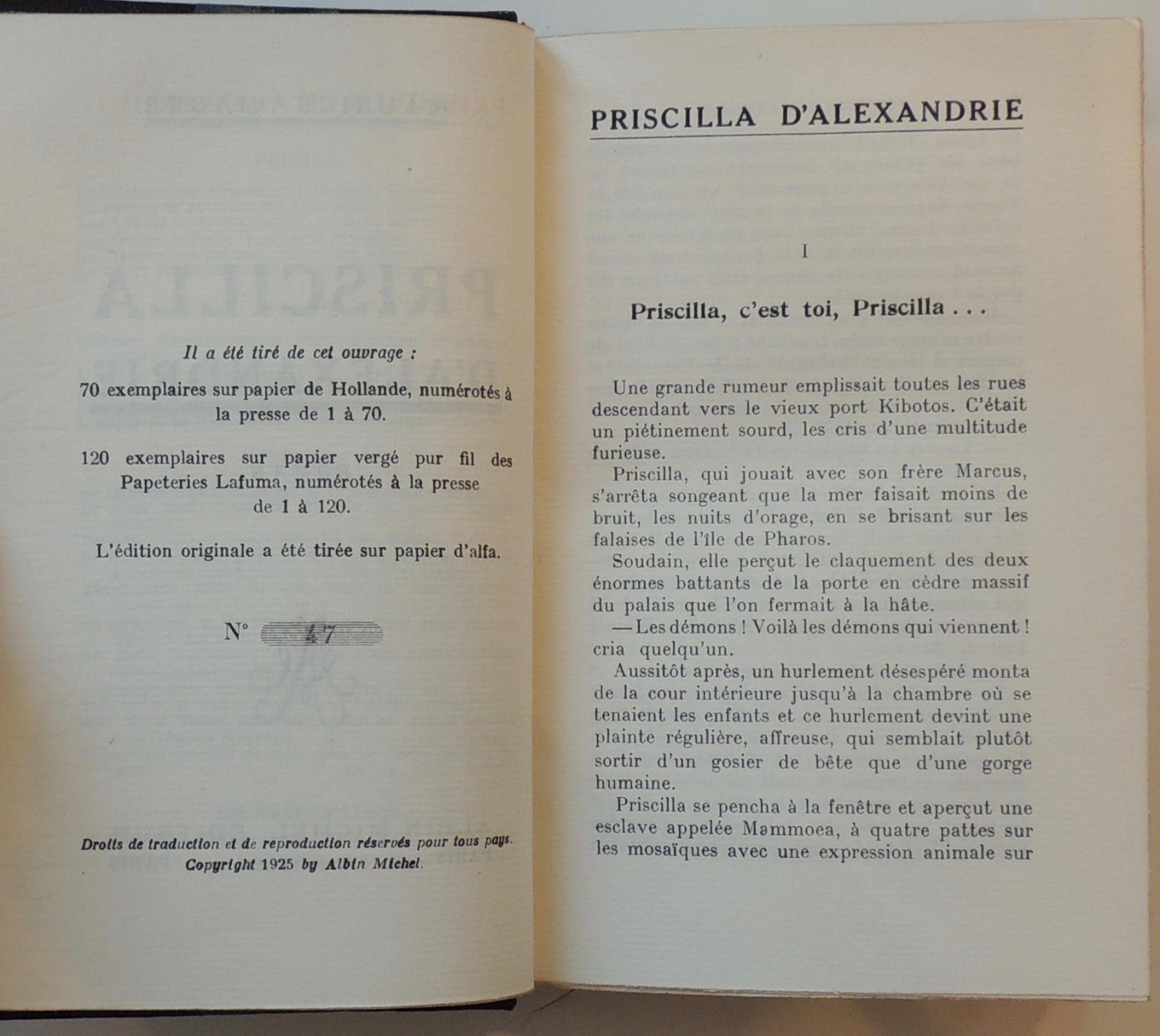 Priscilla d'Alexandrie von Magre Maurice . | Librairie Lis Tes Ratures