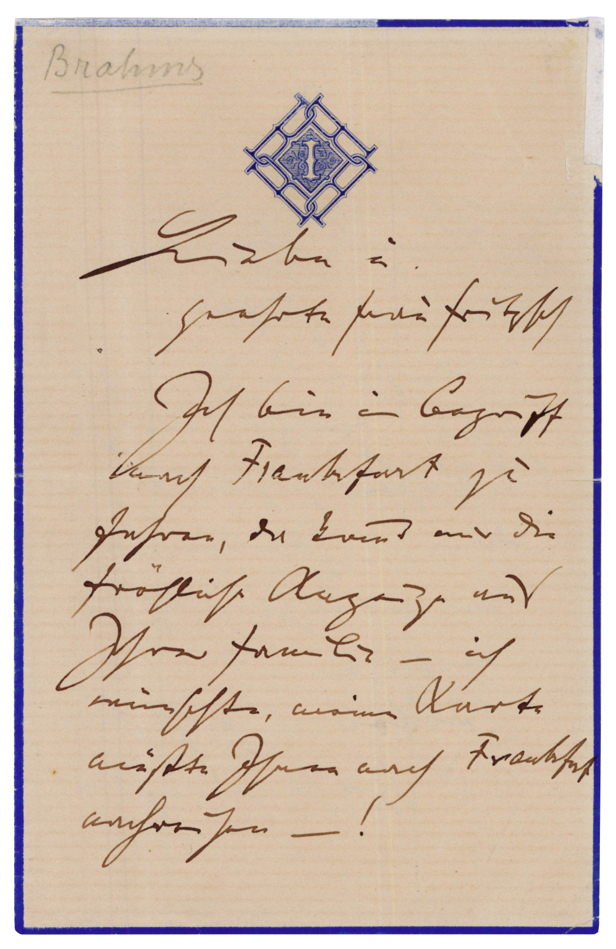 Autograph letter signed ("JBrahms"). by Brahms, Johannes, German ...
