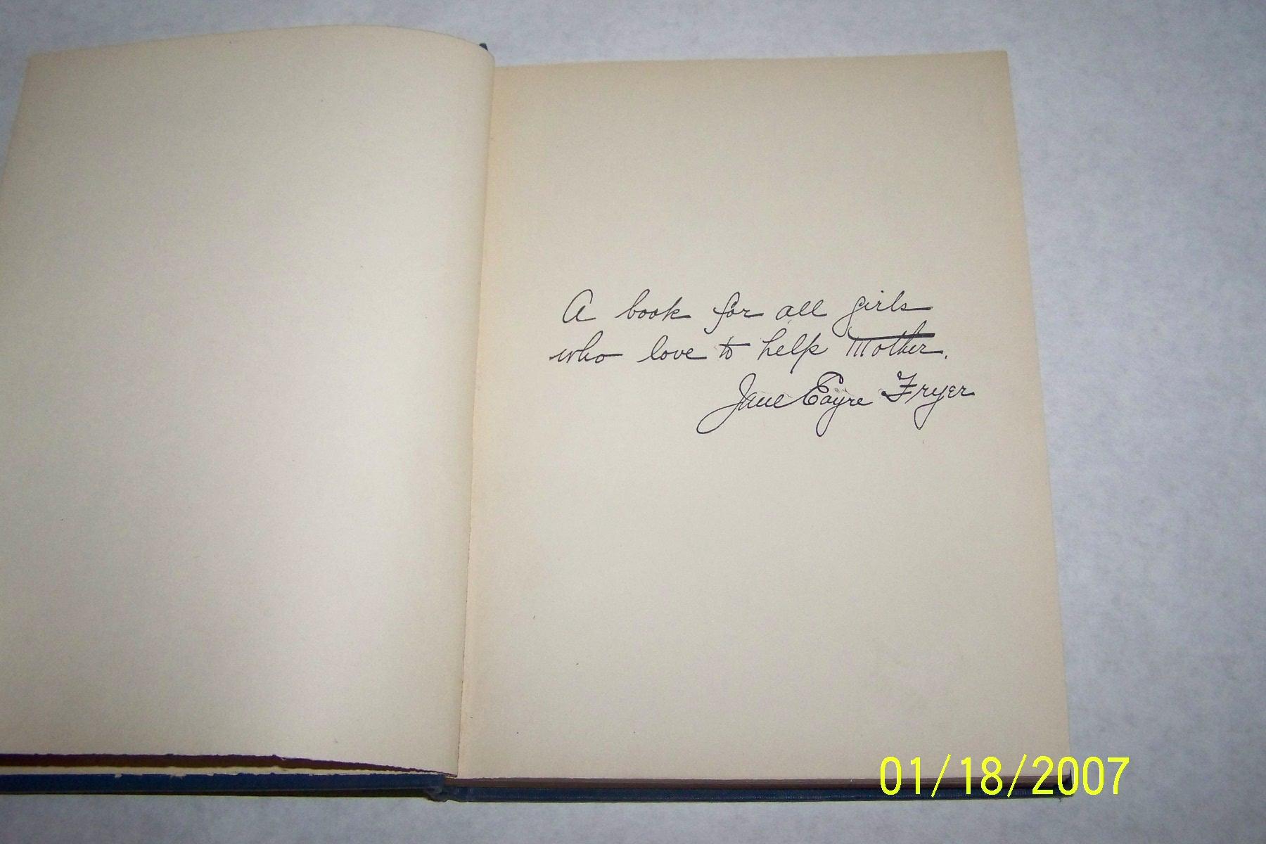 The Mary Frances Cook Book by Jane Eayre Fryer: very good Plus ...