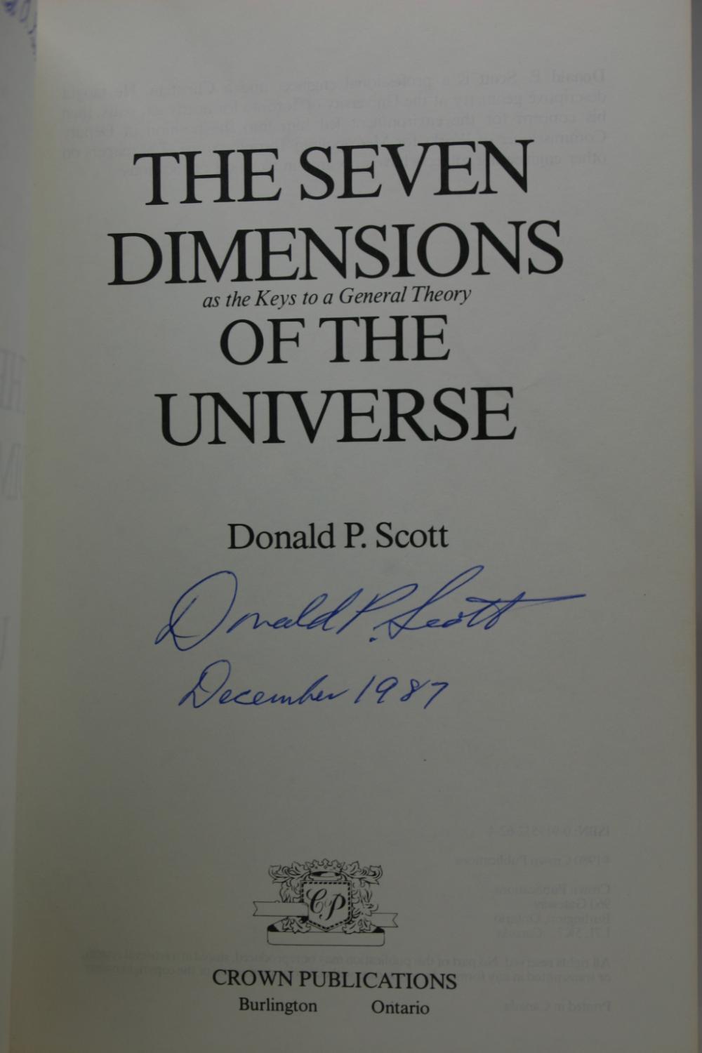 The Seven Dimensions as the Keys to a General Theory of the Universe by ...
