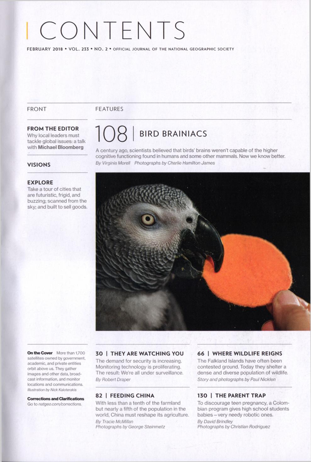 National Geographic Magazine - February, 2018. Surveillance Society ...