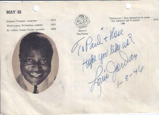 Autograph with Framed Photograph of Bandleader, Louis Jordan de (Louis ...