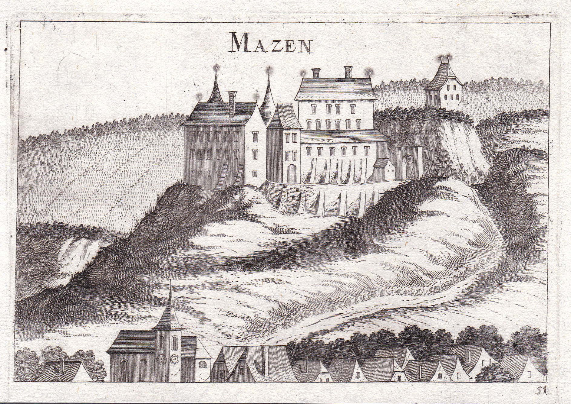 "Mazen" - Schloss Matzen Matzen-Raggendorf Kupferstich von Vischer ...