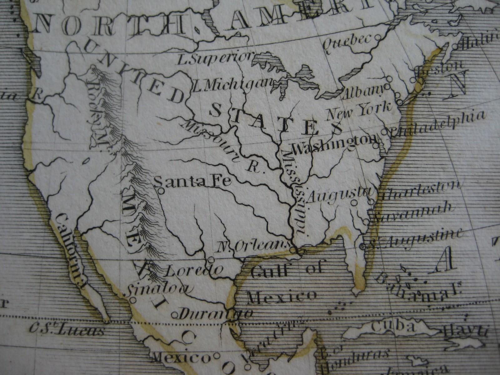 Original 1835 Bradford Map WESTERN HEMISPHERE United States Mexico ...