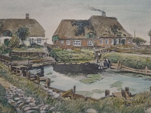 Fething auf der Hallig Oland. Kolor. Ansicht nach Fritz Stoltenberg. Um ...