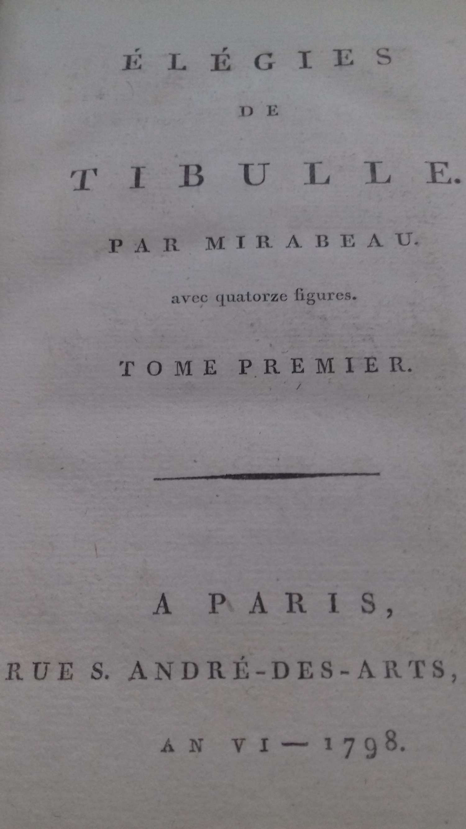 élégies de tibulle 3 tomes by mirabeau: Bon Couverture rigide (1798 ...