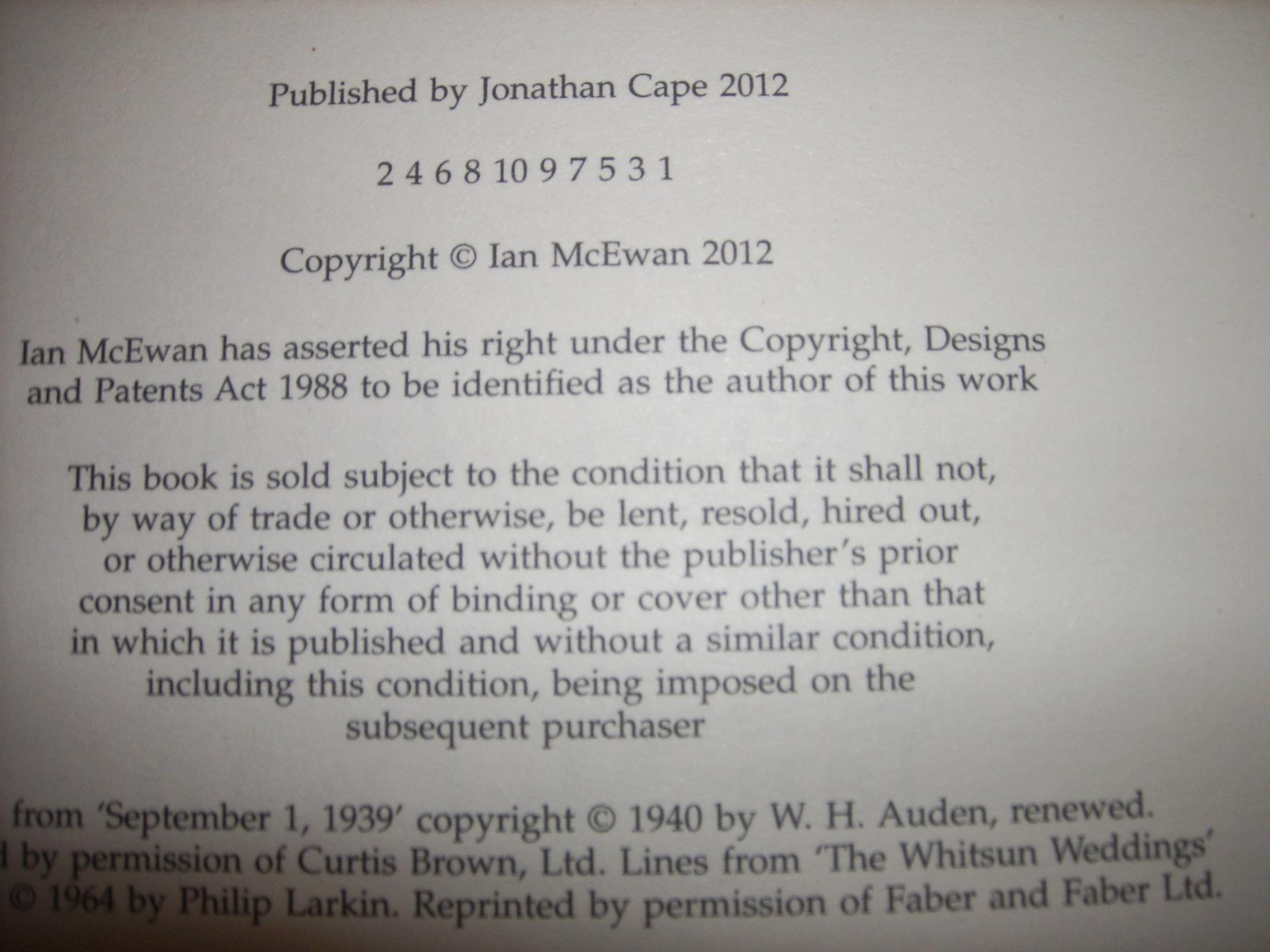 Sweet Tooth by Ian McEwan: Very Good Hardcover (2012) 1st Edition ...