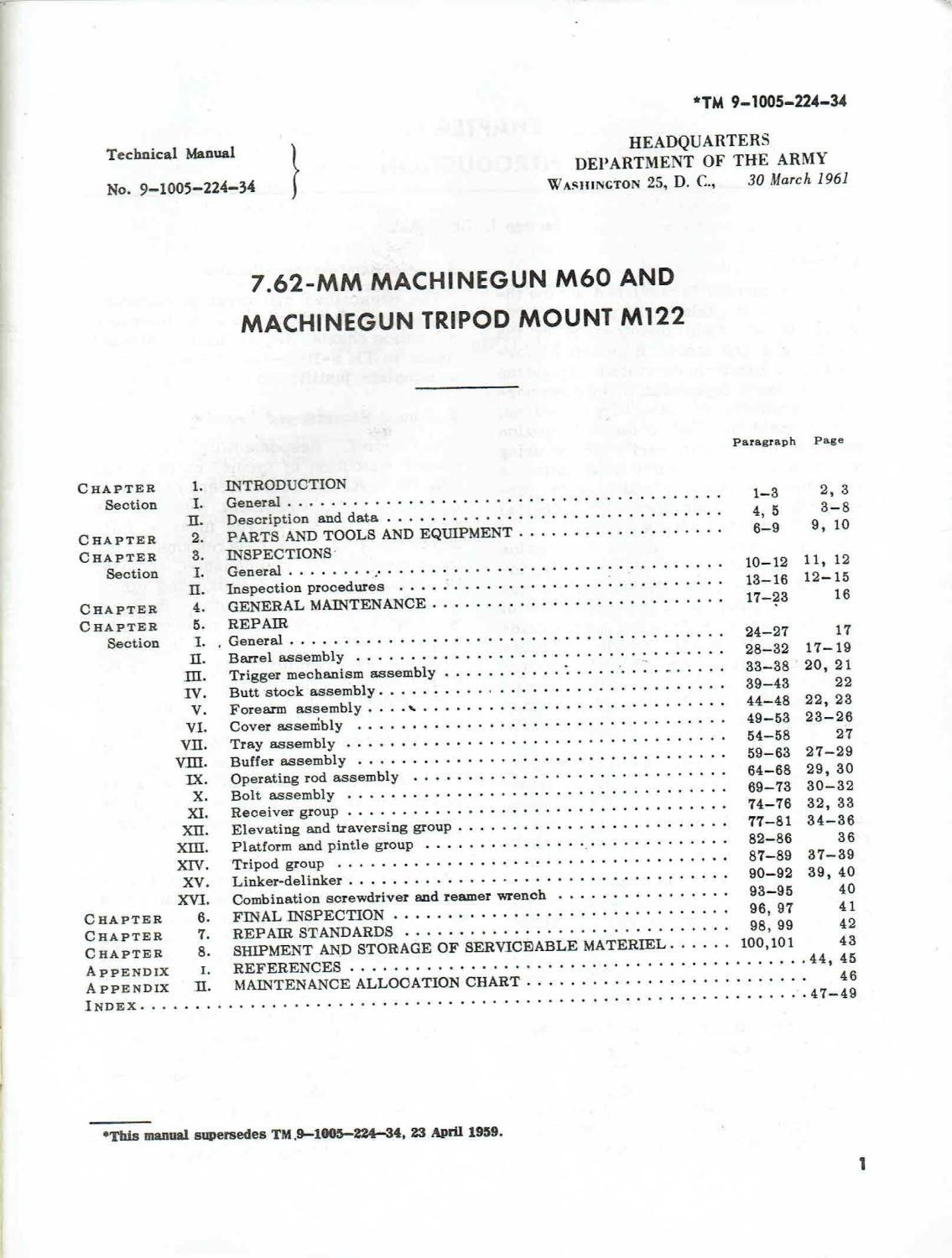 TM 9-1005-224-34, 7.62-MM MACHINEGUN M60 AND MACHINEGUN TRIPOD MOUNT ...