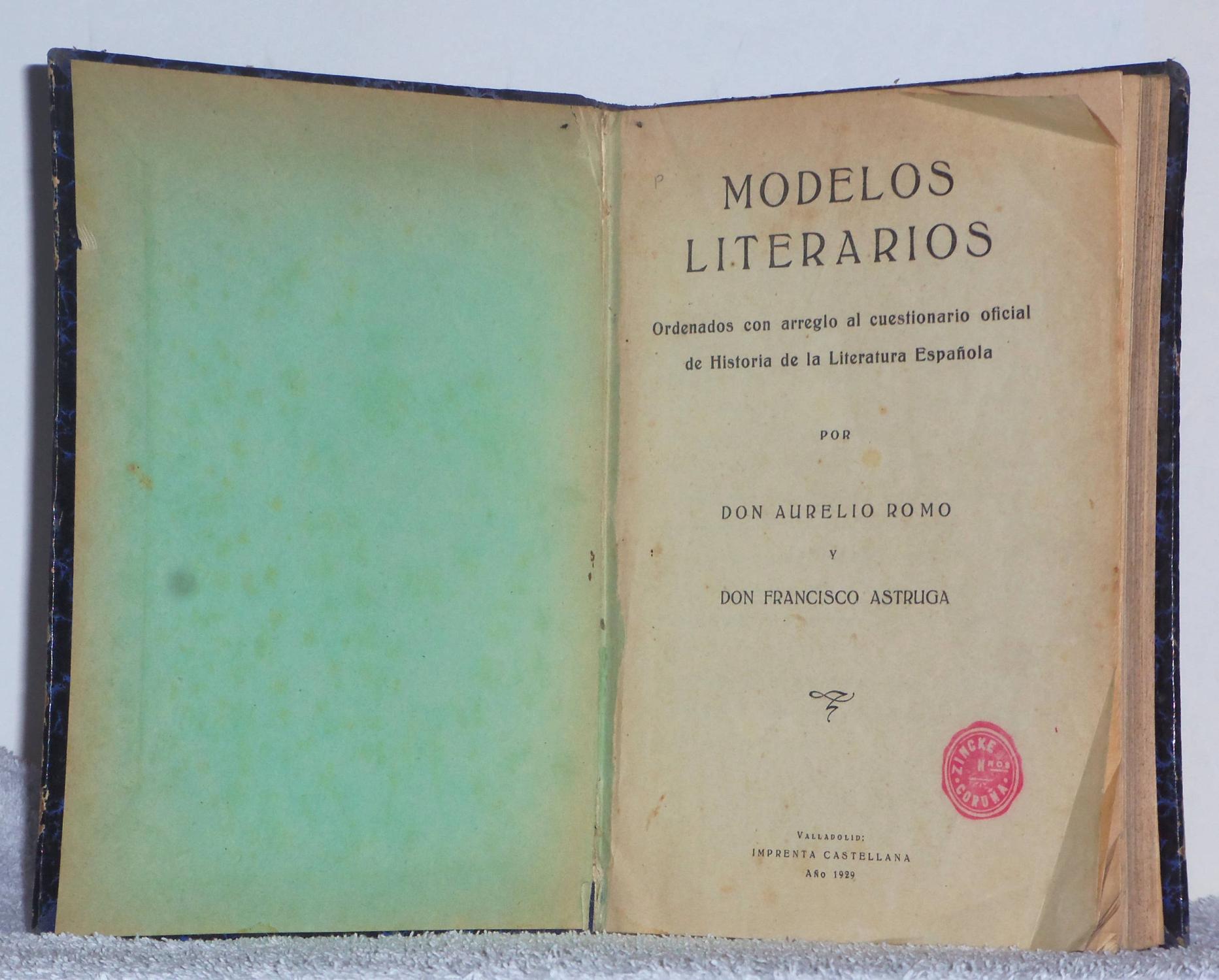 Modelos literarios by Romo, Aurelio y Astruga, Francisco: Bien ...