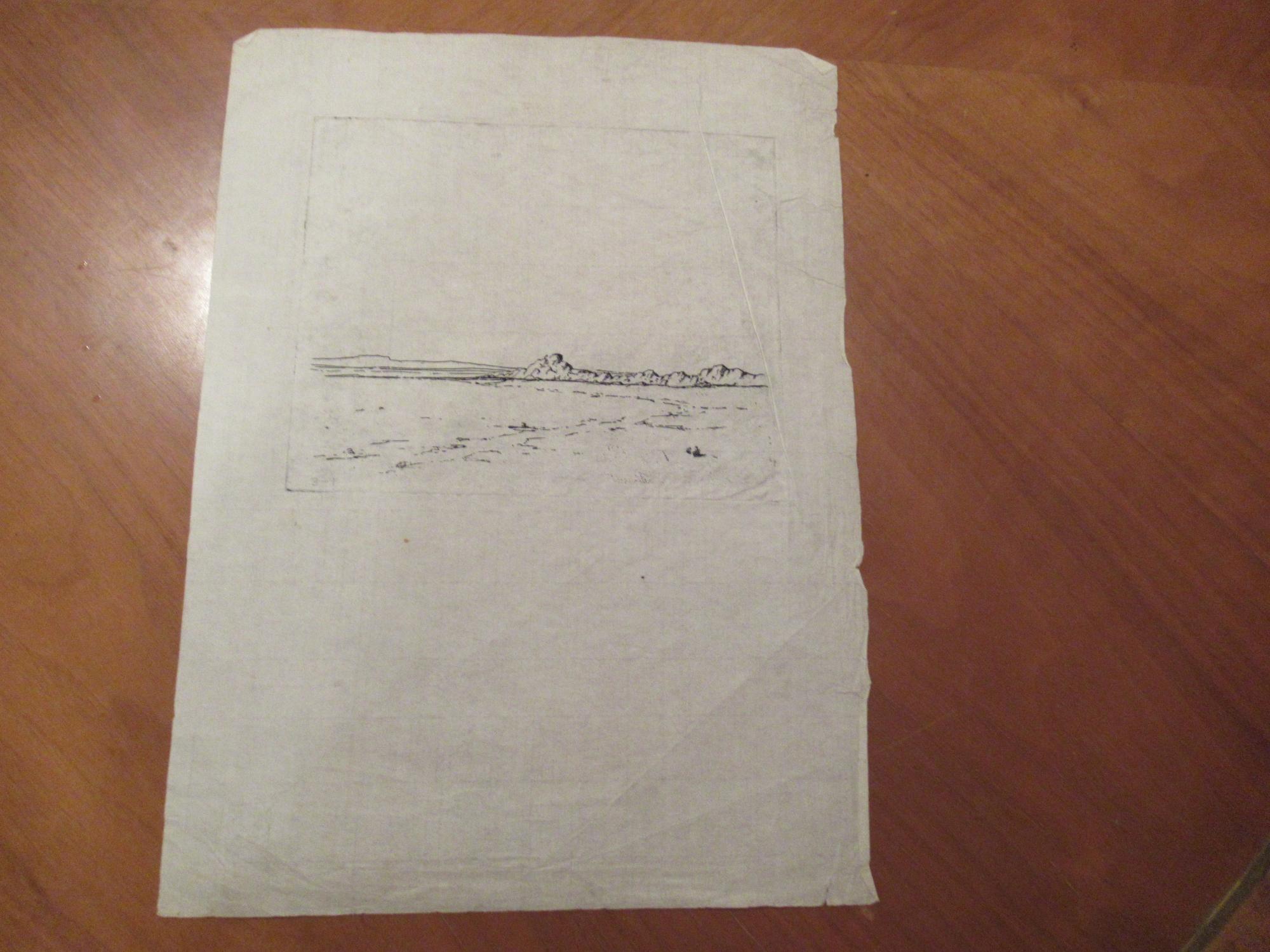 Engraving Of A Desert Landscape By Jack Okey by Okey, John Clark [Jack ...