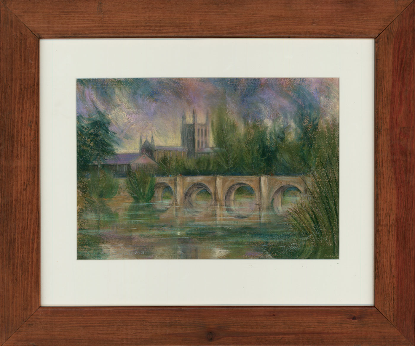 W. Gary Samuel - 2002 Pastel, River with Bridge and Cathedral Beyond by ...
