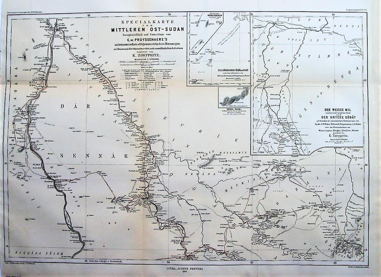 1876 and 1877 Two Special Maps of Middle Eastern Sudan Primarily Based ...