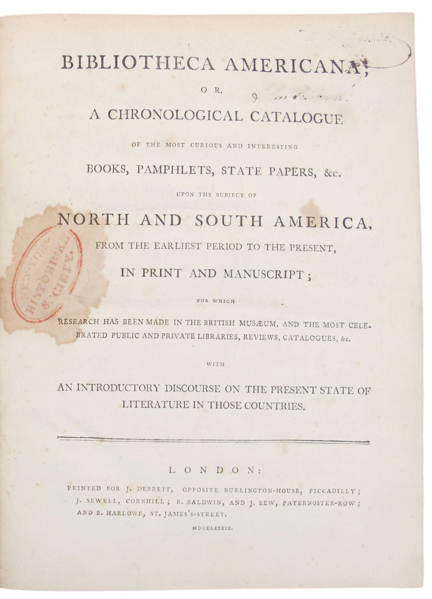 Bibliotheca Americana; or, a chronological catalogue of the most ...