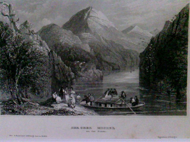 Der Ober Michel an der Donau, schöne Ansichtmit einem Boot und ...