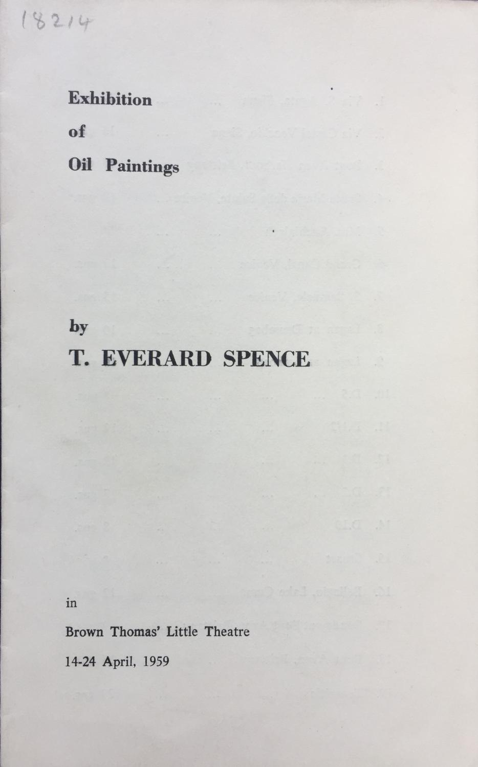 Exhibition of Oil Paintings by T. Everard Spence in Brown Thomas ...