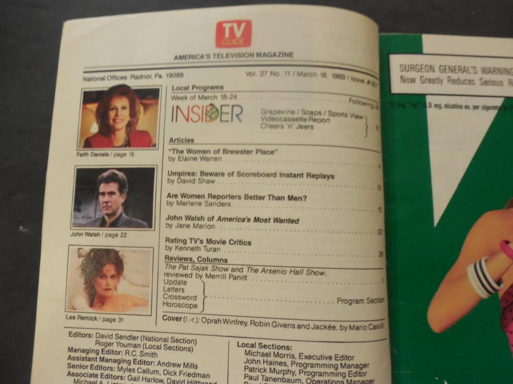 TV Guide Mar 18-24 1989 Oprah Winfrey; Robin Givens; Jackee: (1989 ...