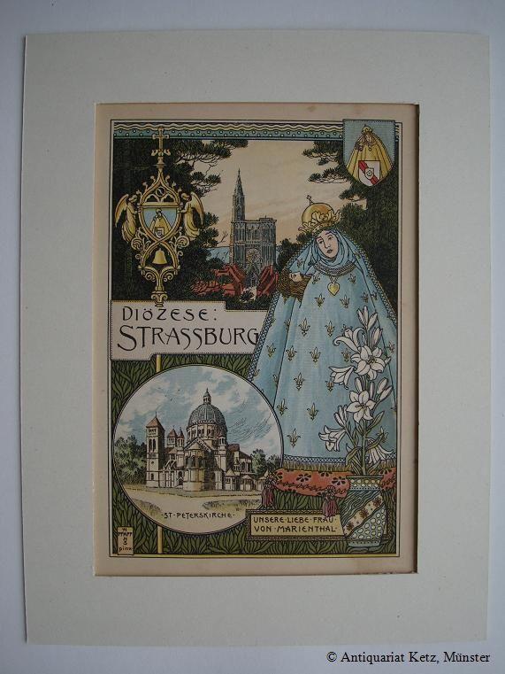 "Diözese Strassburg" - Chromolithographie nach einer Vorlage von Hans ...