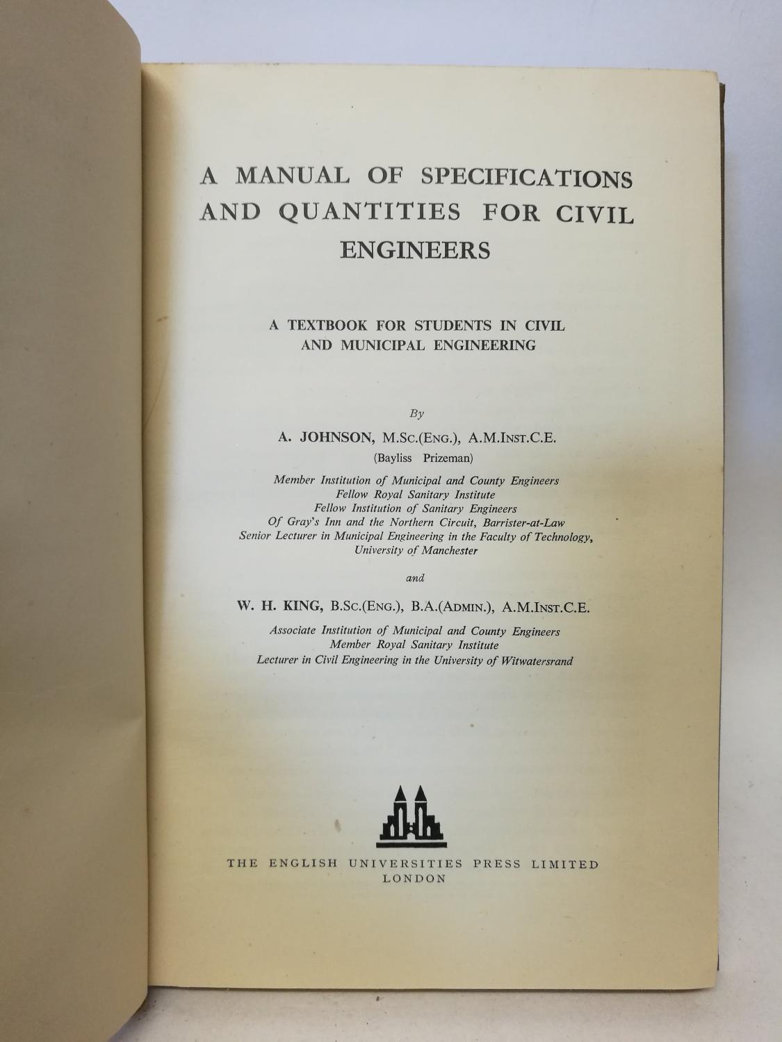 A Manual of Specifications & Quantities for Civil Engineers by A ...