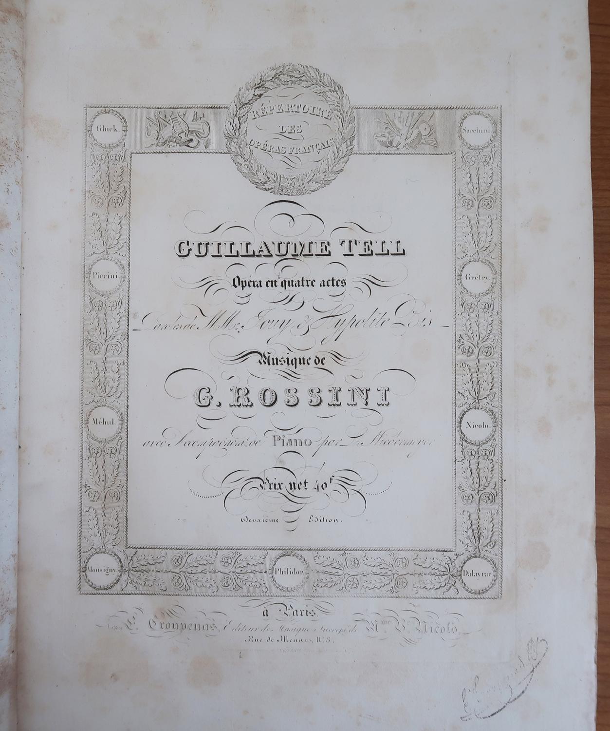 Antique Book-GUILLAUME TELL-WILLIAM TELL-MUSIC SCORE-OPERA-Rossini-1836 ...